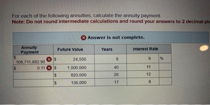 Solved For each of the following annuities, calculate the | Chegg.com