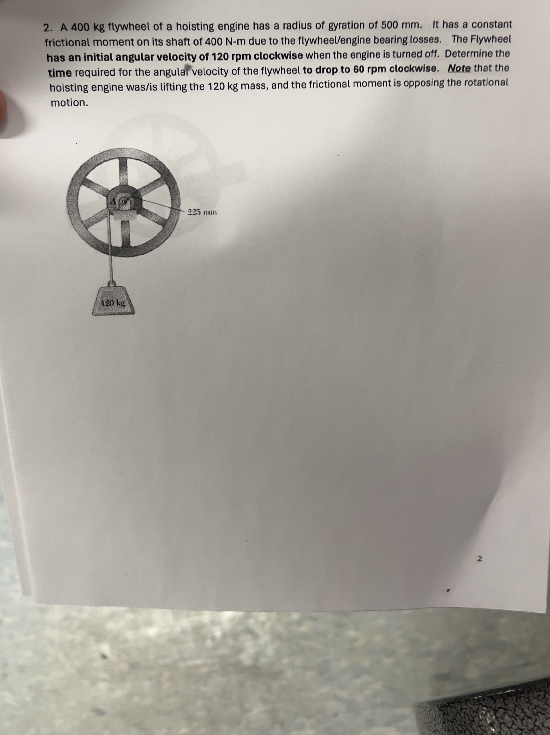 Solved A 400kg ﻿flywheel of a hoisting engine has a radius | Chegg.com