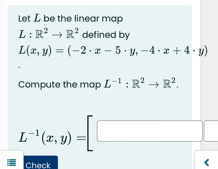 Solved Let L ﻿be the linear mapL:R2→R2 ﻿defined | Chegg.com