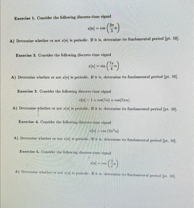 Solved Exercise 1 Consider The Following Discrete Time
