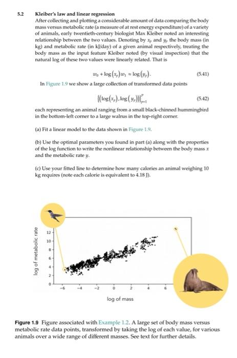 Solved 5.2 Kleiber's law and linear regression After | Chegg.com
