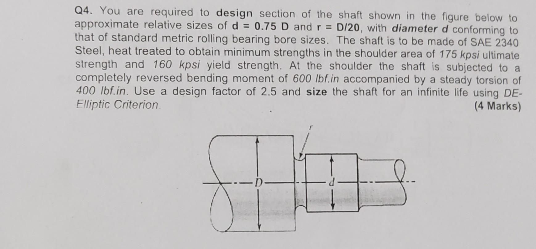 Solved Q4. You are required to design section of the shaft | Chegg.com