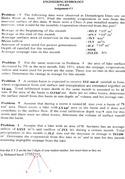 Solved ENGINEERING HYDROLOGY CIVL431 Assignment #1 Problem | Chegg.com