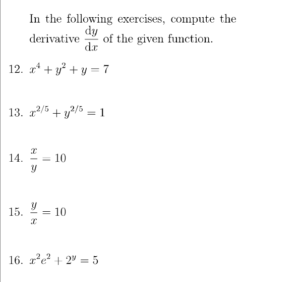 Solved In the following exercises, compute the derivative | Chegg.com