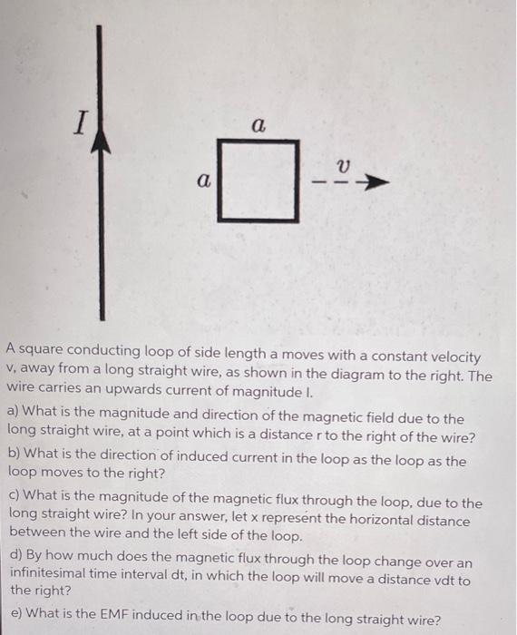 Solved a 10 υ a A square conducting loop of side length a | Chegg.com