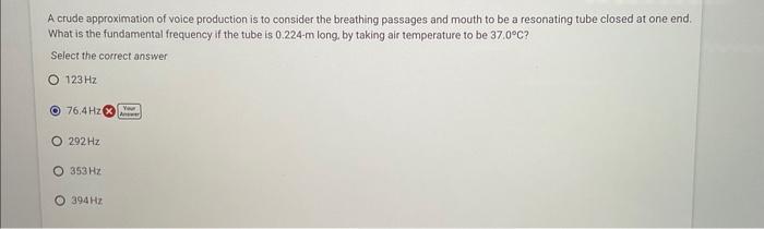 Solved A crude approximation of voice production is to | Chegg.com