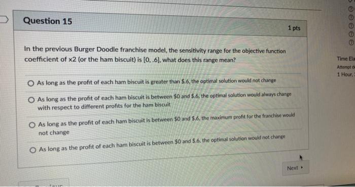 Solved The manager of a Burger Doodle franchise wants to | Chegg.com