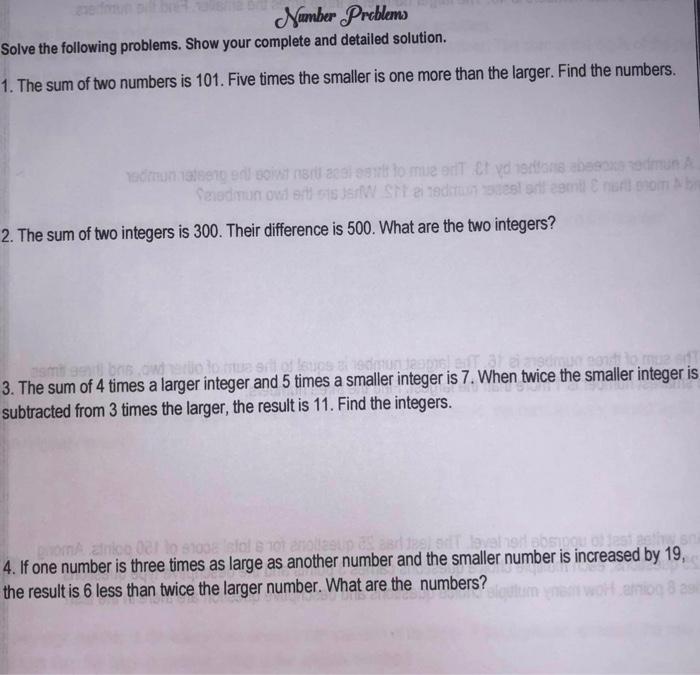 Solved Solve the following problems. Show your complete and | Chegg.com