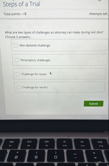 Solved Steps of a TrialTotal points: --2Attempts left:What | Chegg.com
