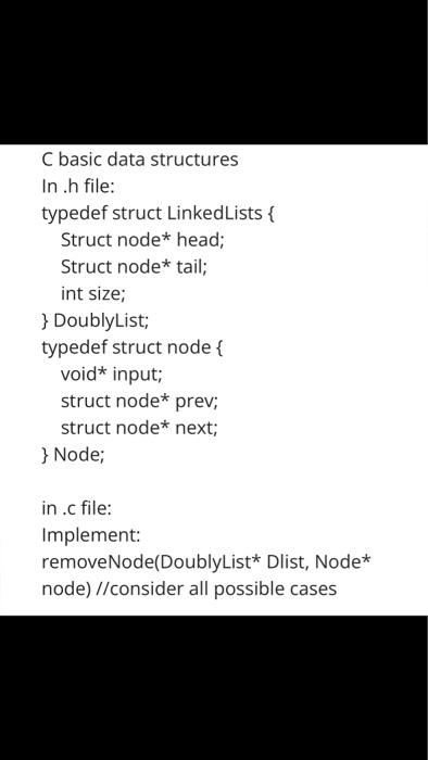 Solved C basic data structures In .h file: typedef struct | Chegg.com