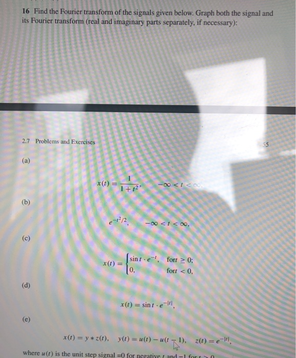 Solved 16 Find the Fourier transform of the signals given | Chegg.com