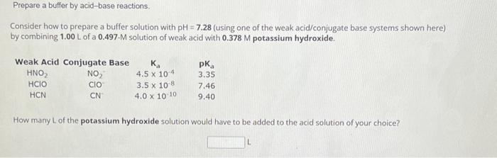 Consider how to prepare a buffer solution with | Chegg.com