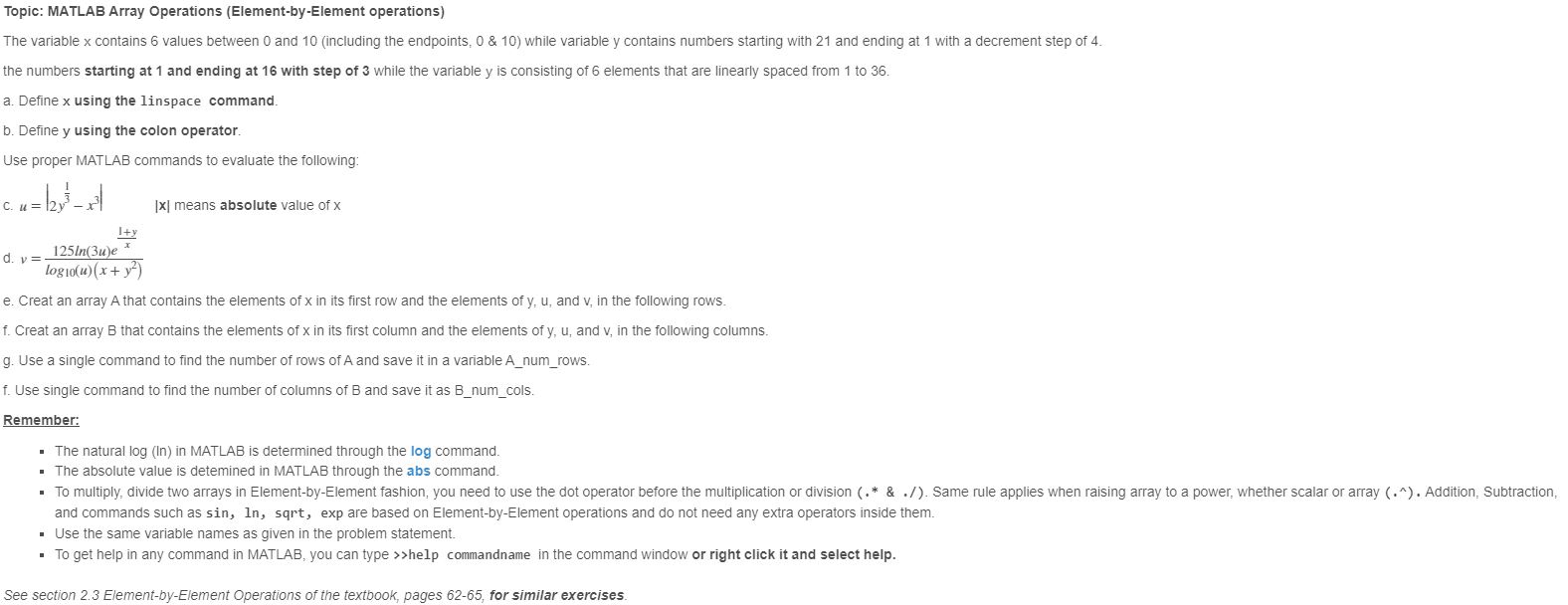 Topic Matlab Array Operations Element By Element 
