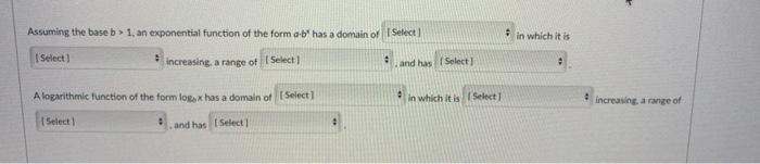 Solved Assuming the baseb > 1, an exponential function of | Chegg.com
