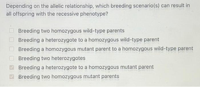 Solved Depending on the allelic relationship, which breeding | Chegg.com