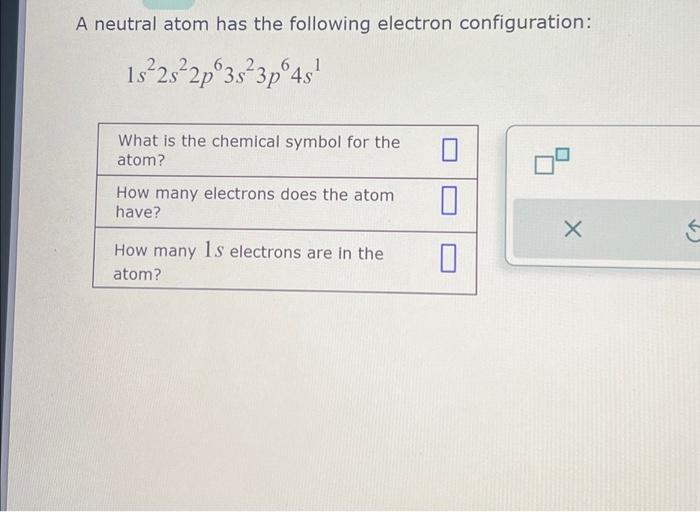 Solved A neutral atom has the following electron | Chegg.com