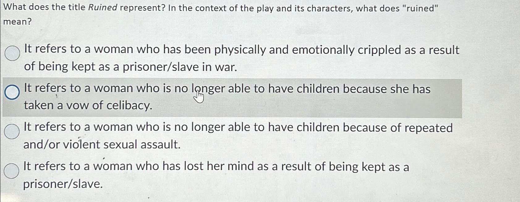 Solved What does the title Ruined represent? In the context | Chegg.com