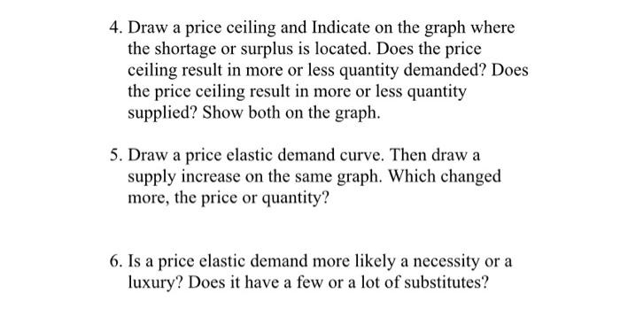 Solved 4. Draw a price ceiling and Indicate on the graph | Chegg.com