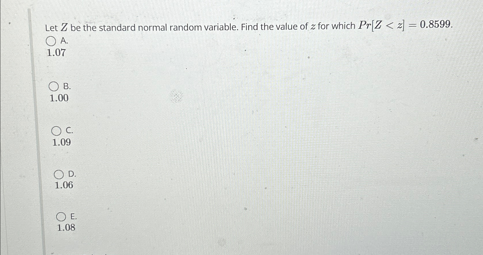 Solved Let Z ﻿be the standard normal random variable. Find | Chegg.com