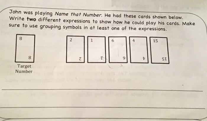 Solved John was playing Name that Number. He had these cards | Chegg.com