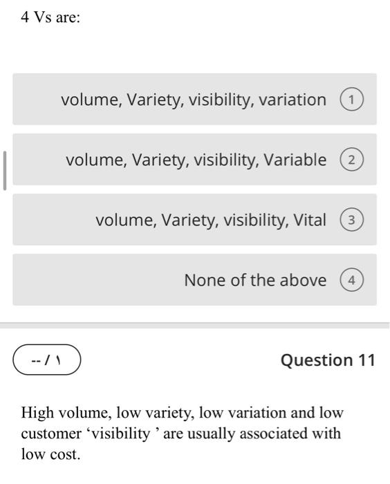 Solved volume, Variety, visibility, variation volume, | Chegg.com