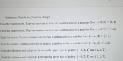 Solved -Relations, Functions, Domain, RangeFind the | Chegg.com