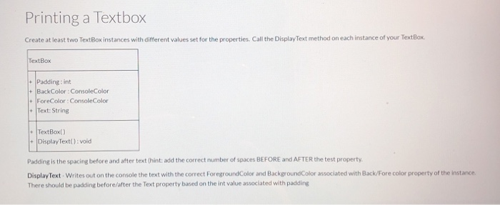 Solved Printing a Textbox Create at least two Text Box | Chegg.com