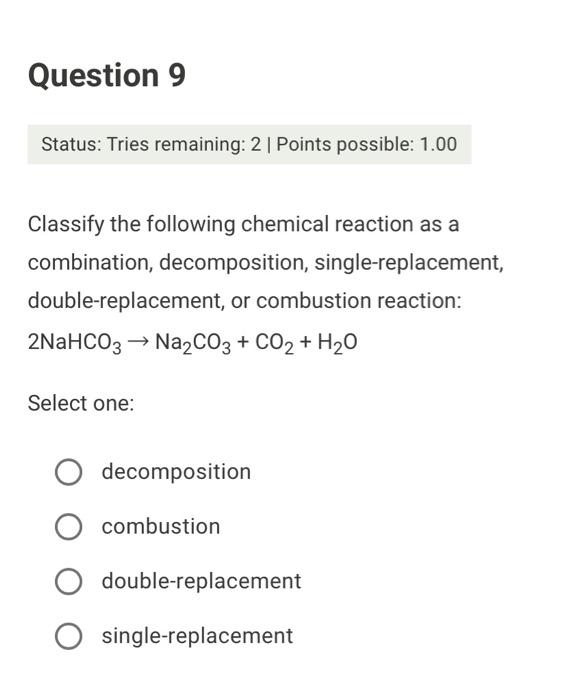 Solved Question 8 Status: Tries remaining: 2 | Points | Chegg.com