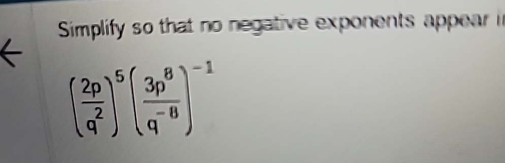 Solved Simplify so that no negative exponents | Chegg.com