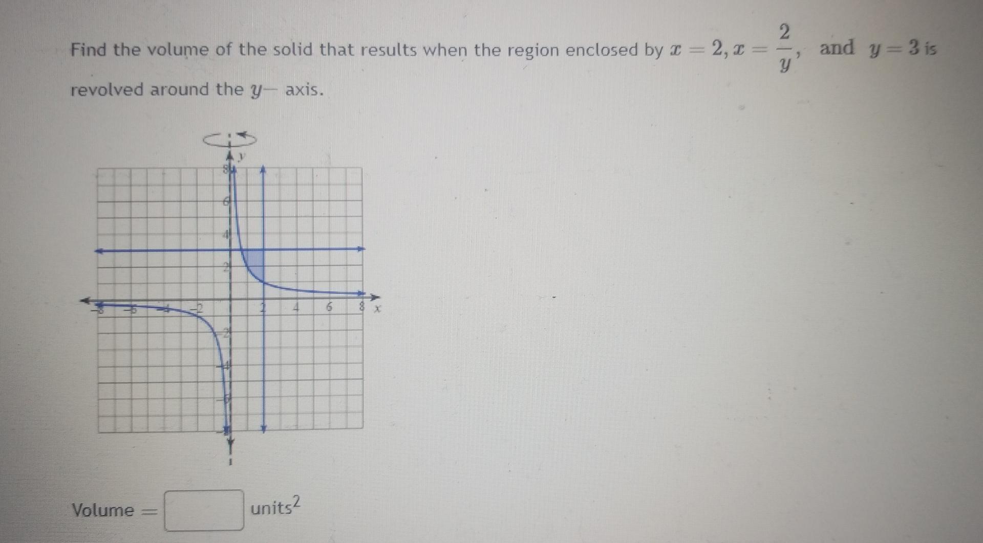 Solved Find the volume of the solid that results when the | Chegg.com