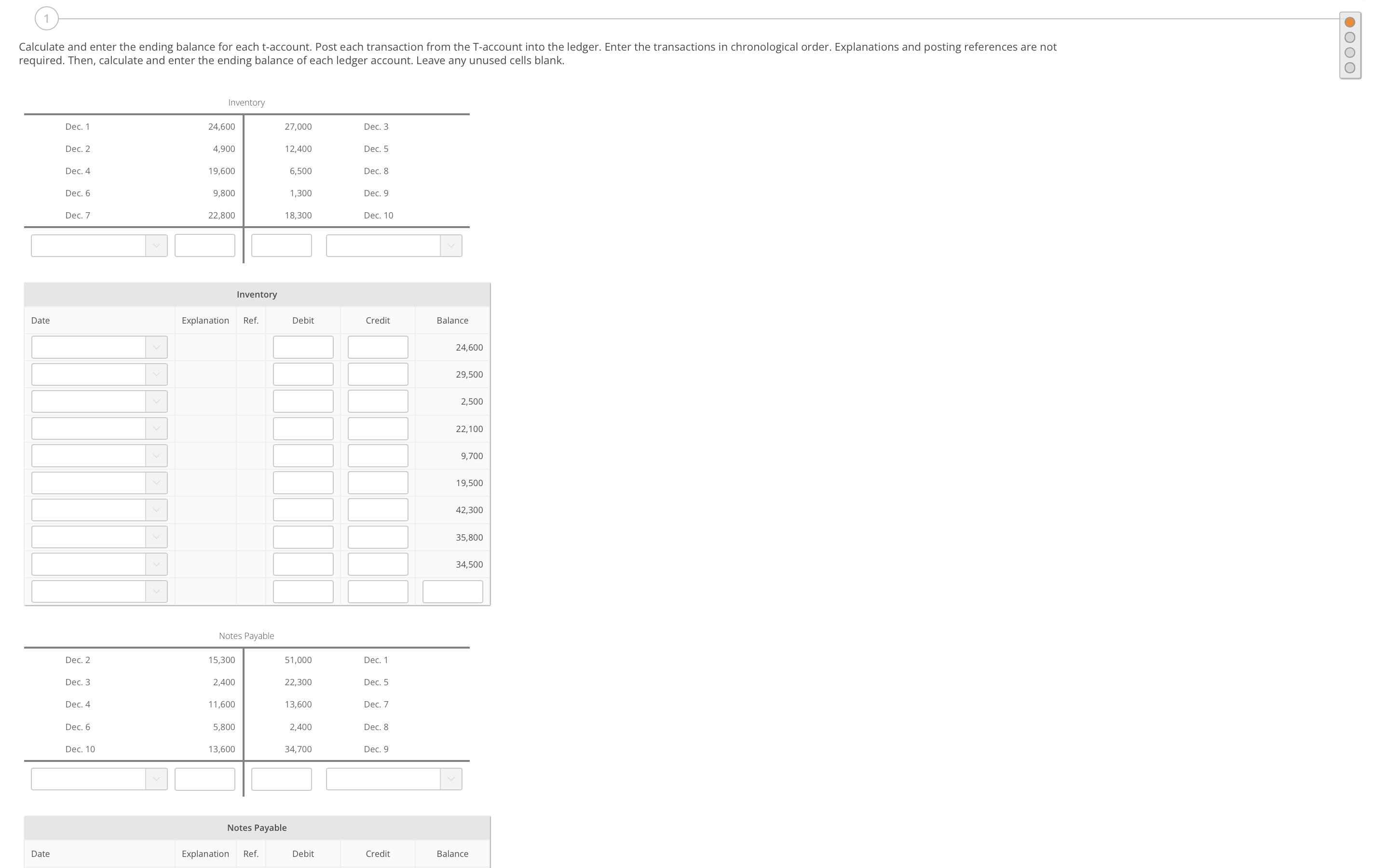 Calculate and enter the ending balance for each | Chegg.com