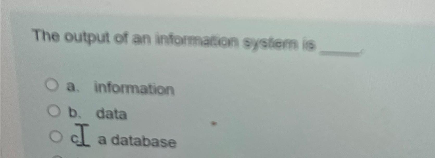 Solved The output of an information system isa. | Chegg.com