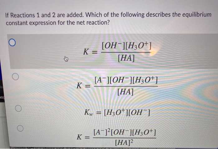 Solved Consider the weak acid HA. Reaction 1: The hydrolysis | Chegg.com