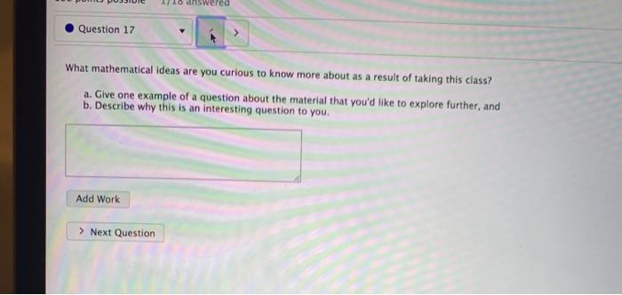 Solved swered Question 17 What mathematical ideas are you | Chegg.com