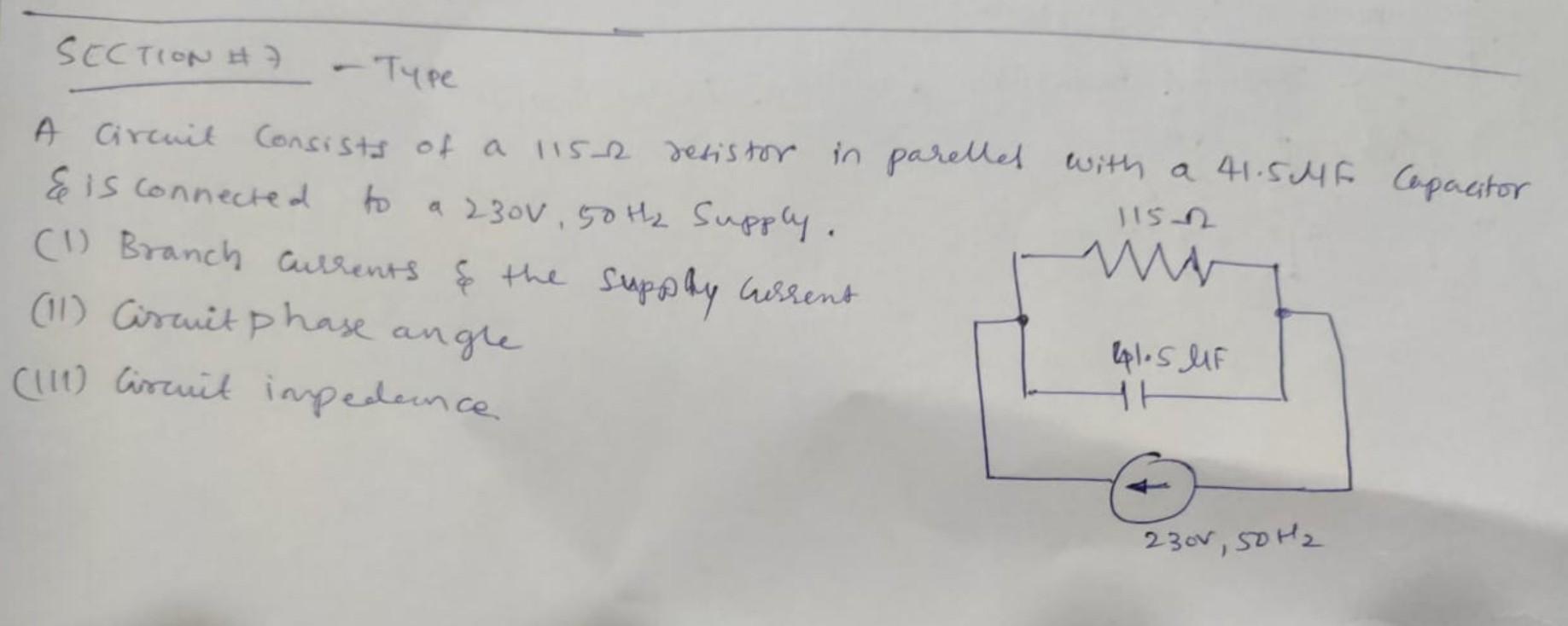 Solved SCCTION 47 - Type A circuit consists of a 115Ω | Chegg.com