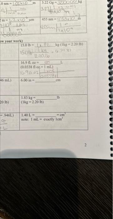 Solved The last three conversions with the work shown, I get | Chegg.com