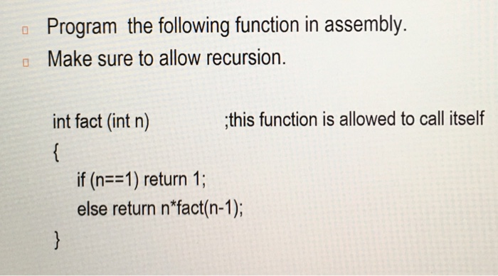 Solved • Program the following function in assembly. Make | Chegg.com