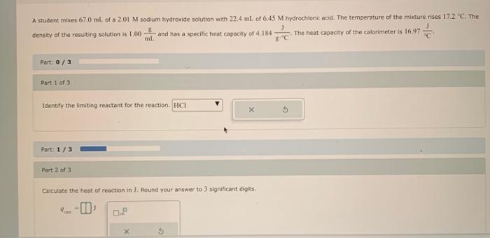 Solved A student mixes 67.0 mL of a 2.01M sodium hydroxide | Chegg.com