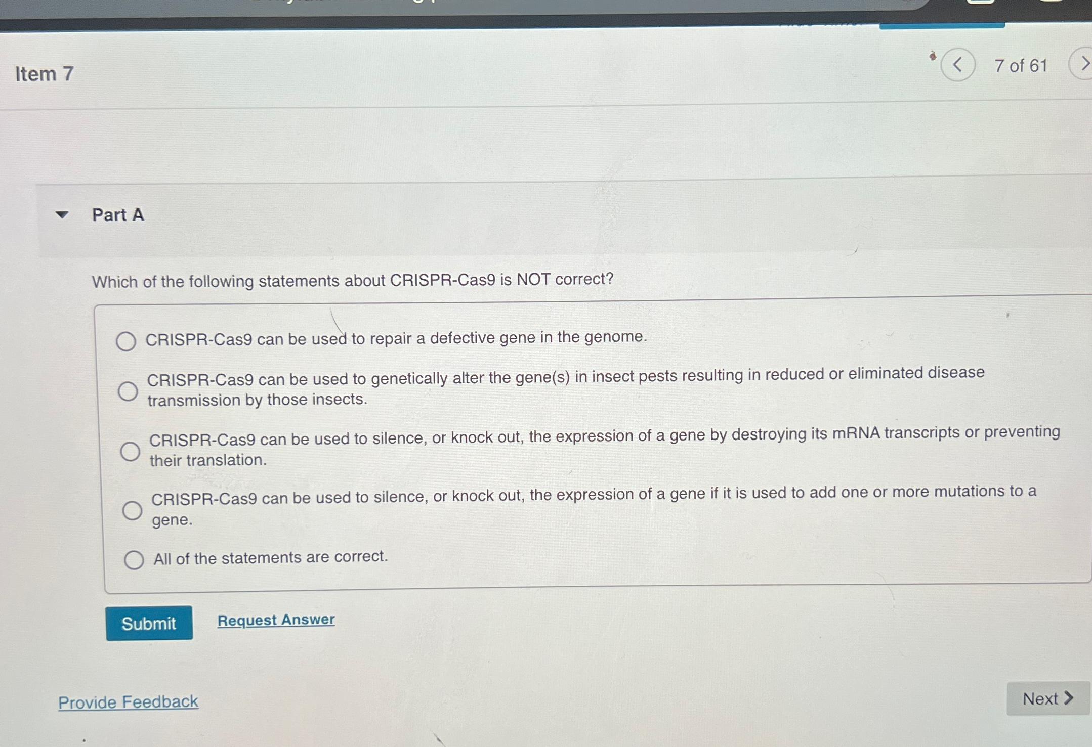 Solved Item 77 ﻿of 61Part AWhich of the following statements | Chegg.com