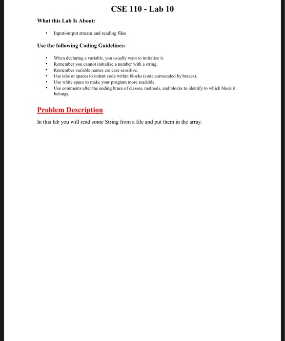 Solved CSE 110-Lab 10 What this Lab Is About: Input/output | Chegg.com