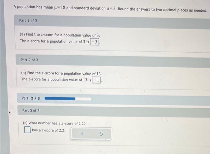 Solved A population has mean μ=18 and standard deviation | Chegg.com