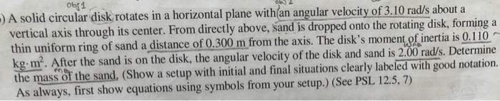 Solved UO ) A solid circular disk, rotates in a horizontal | Chegg.com