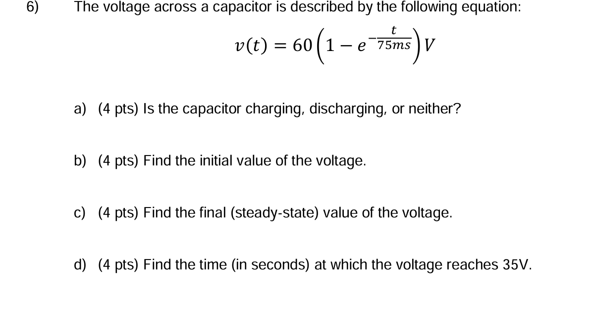 Solved The voltage across a capacitor is ﻿described by ﻿the | Chegg.com