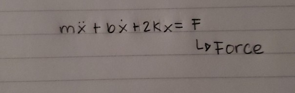 Solved mx + x + 2kx= F La Force | Chegg.com