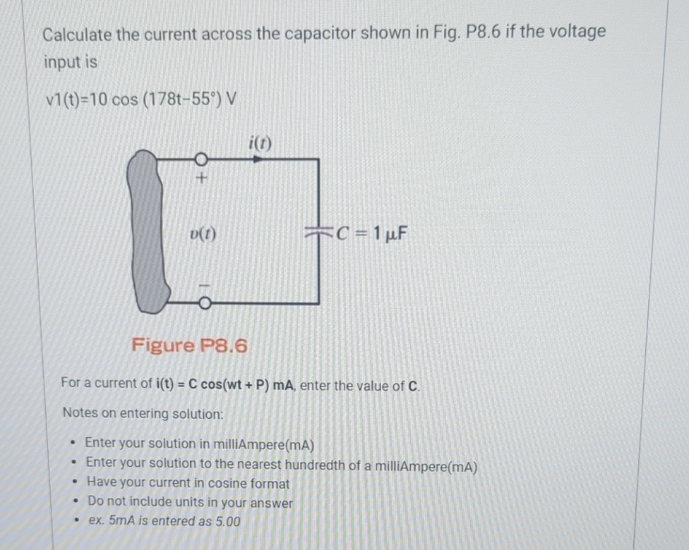 Solved Calculate the current across the capacitor shown in | Chegg.com