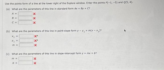 Solved Use the points form of a line at the lower right of | Chegg.com