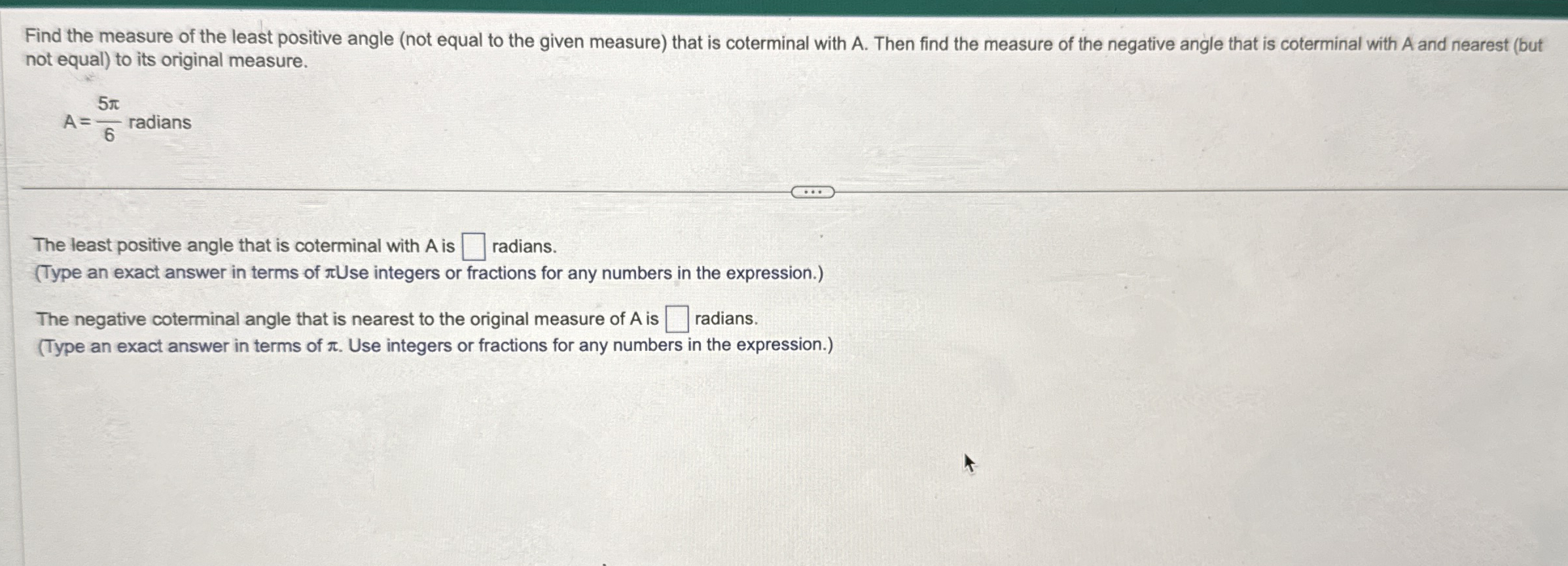 Solved Find the measure of the least positive angle (not | Chegg.com