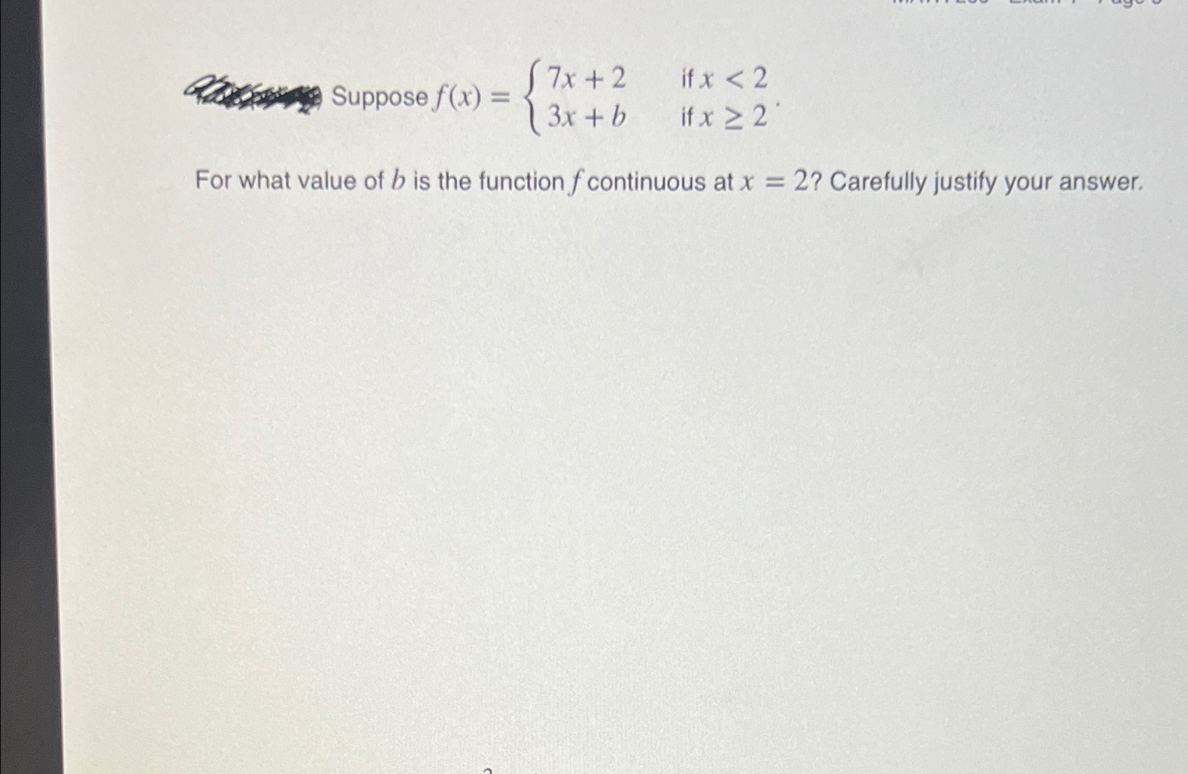 Solved Suppose f(x)={7x+2 if x