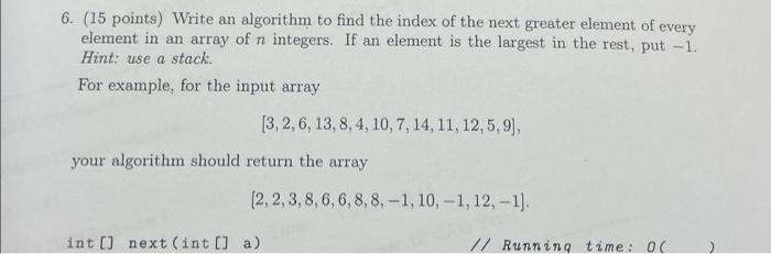 Solved 6 15 Points Write An Algorithm To Find The Index 