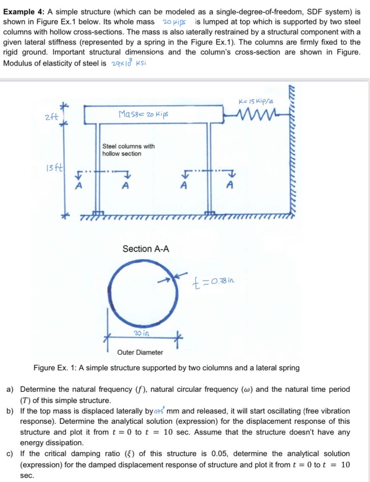 Solved Example 4: A simple structure (which can be modeled | Chegg.com